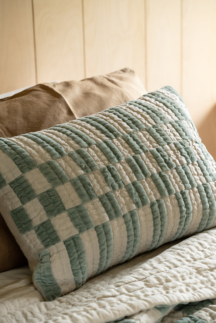 Checkerboard Cushion Cover Rectangular Pewter – Niki Jones