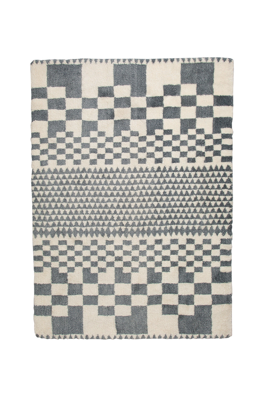 Luxurious Deep Pile Chess Rug by Glasgow textile designer Niki Jones