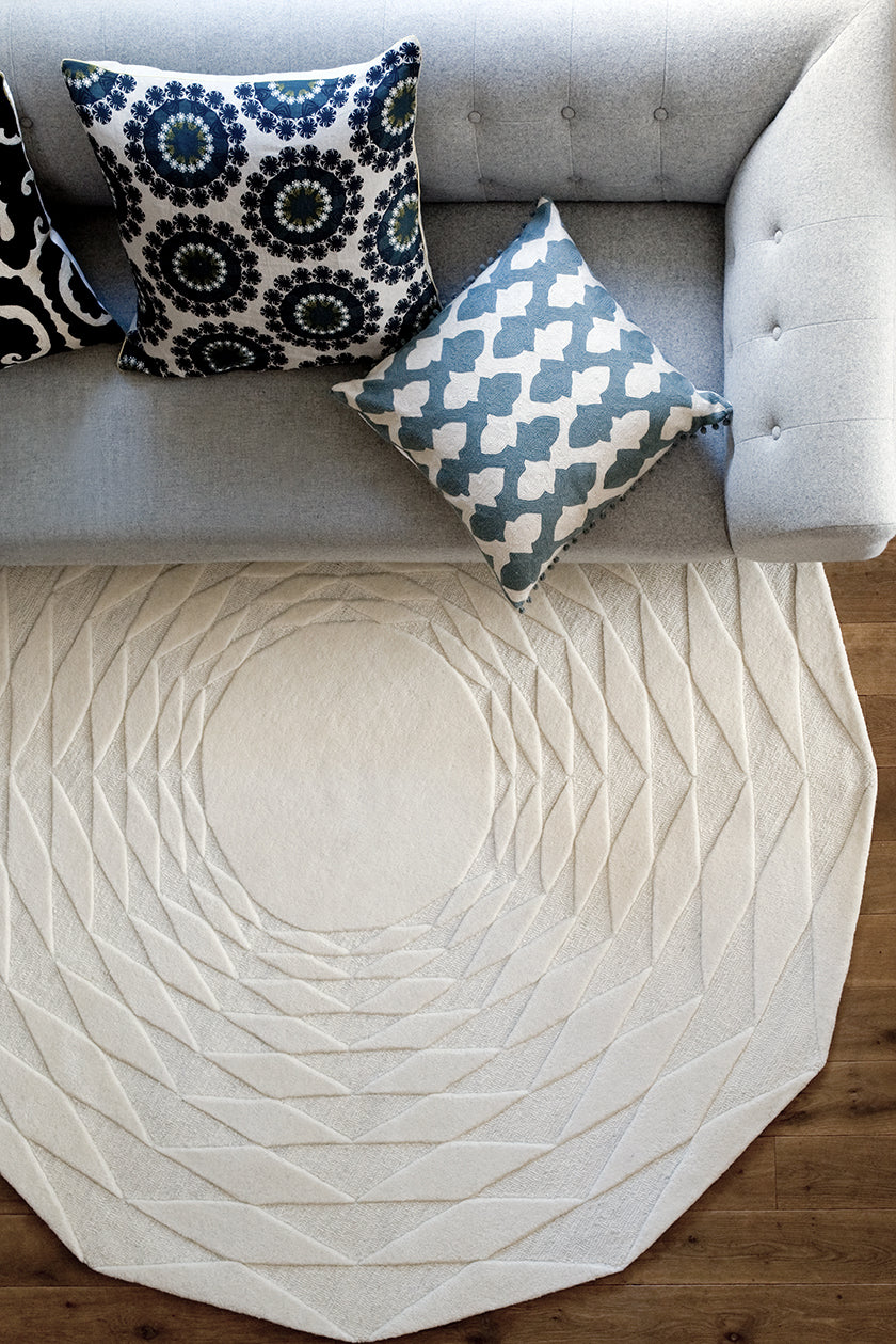 Hand Carved Polygon Rug by Scottish textile designer Niki Jones